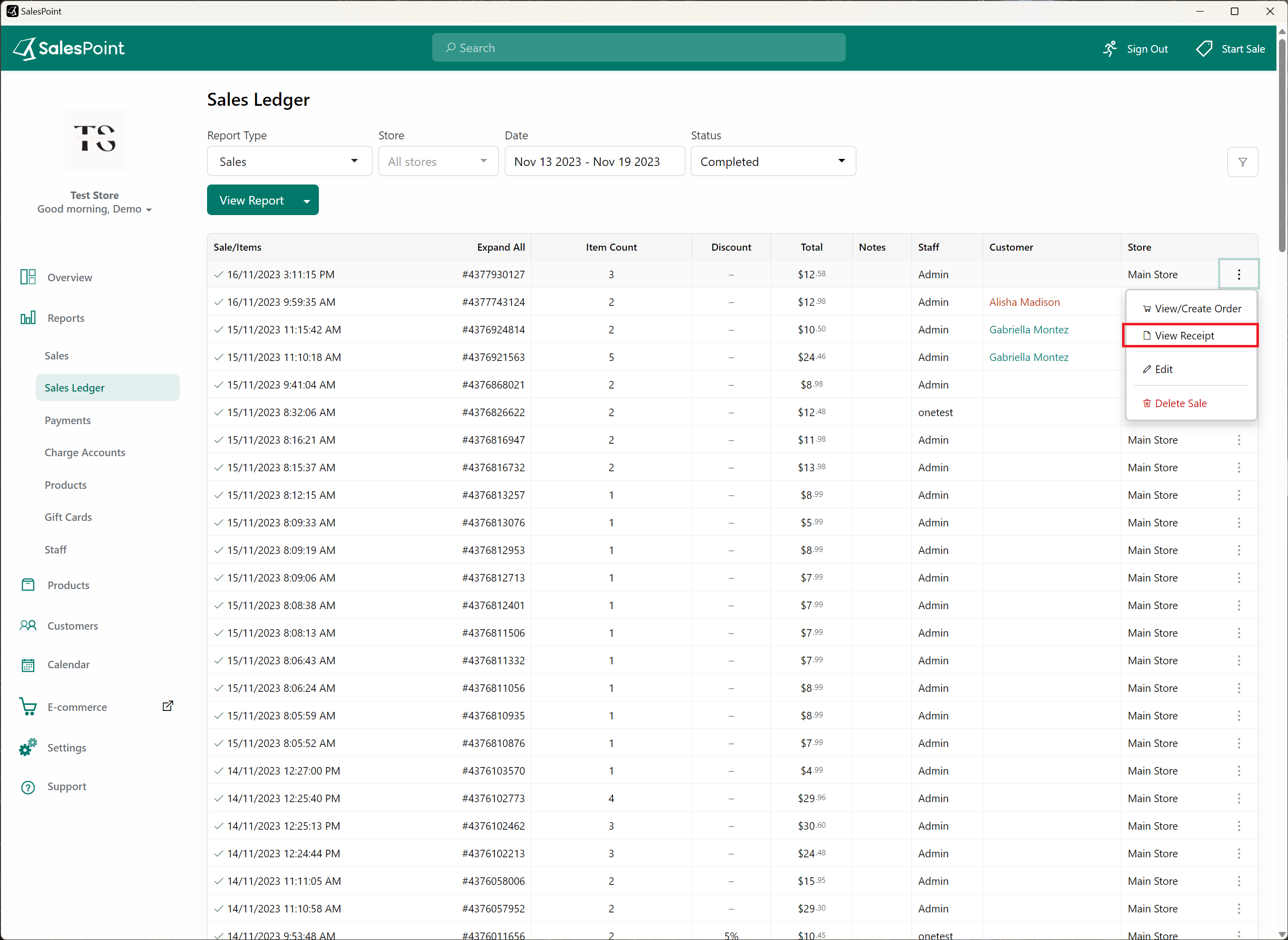 SalesPoint Support | Print an Old Sales Receipt From Sales Ledger